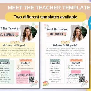Meet the Teacher Template, Teachers Favorite Things Editable, All About ...