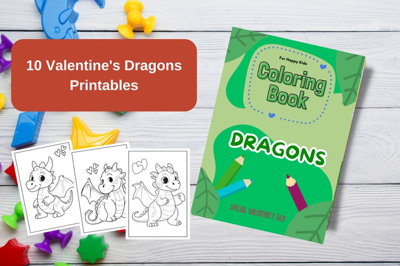 Dragons, Printable coloring pages, Digital download, Coloring book for ...
