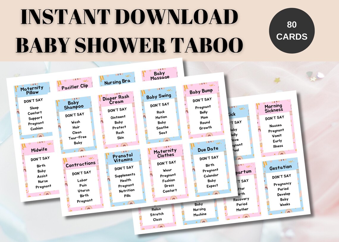 Baby Shower Taboo Game Printable Baby Shower Party Game Fun for Kids ...