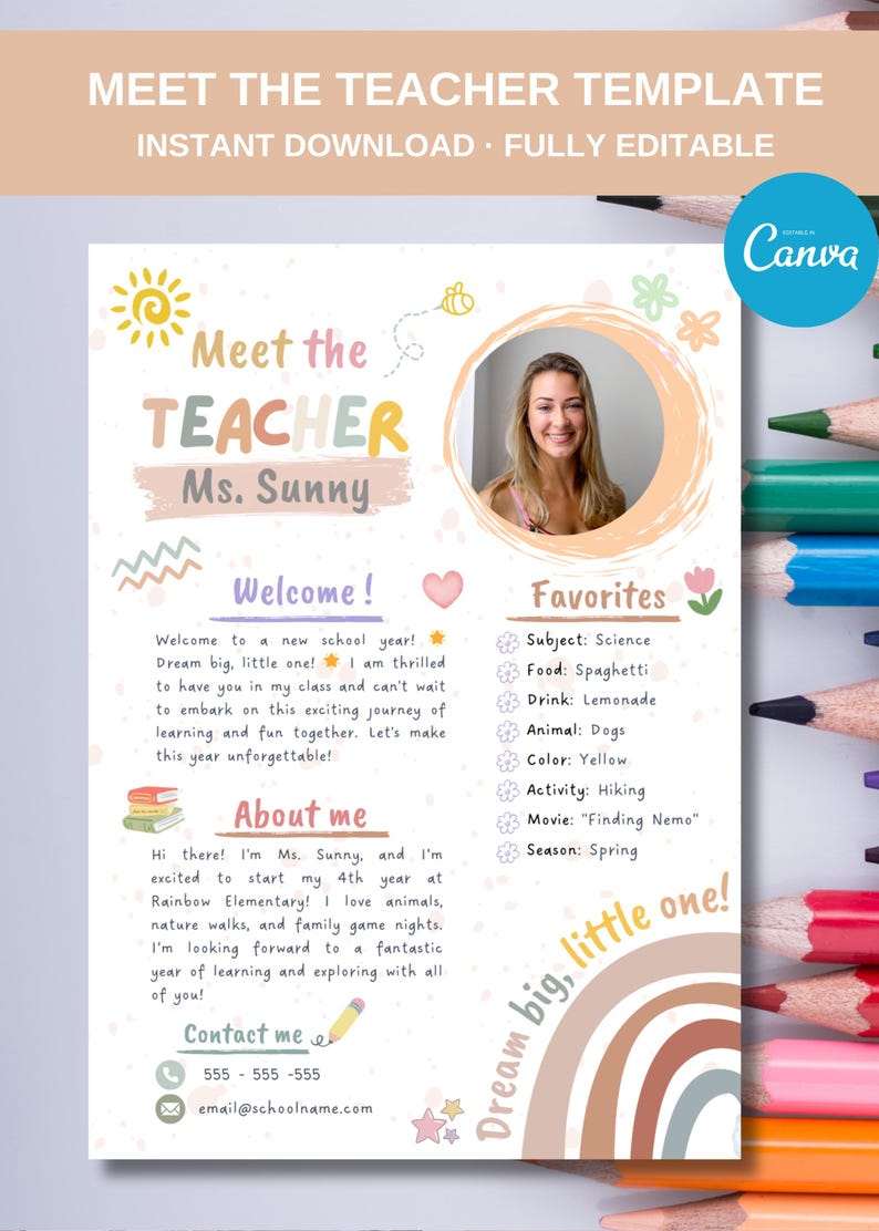 Meet the Teacher Template, Meet the Teacher Letter, Canva Meet the ...