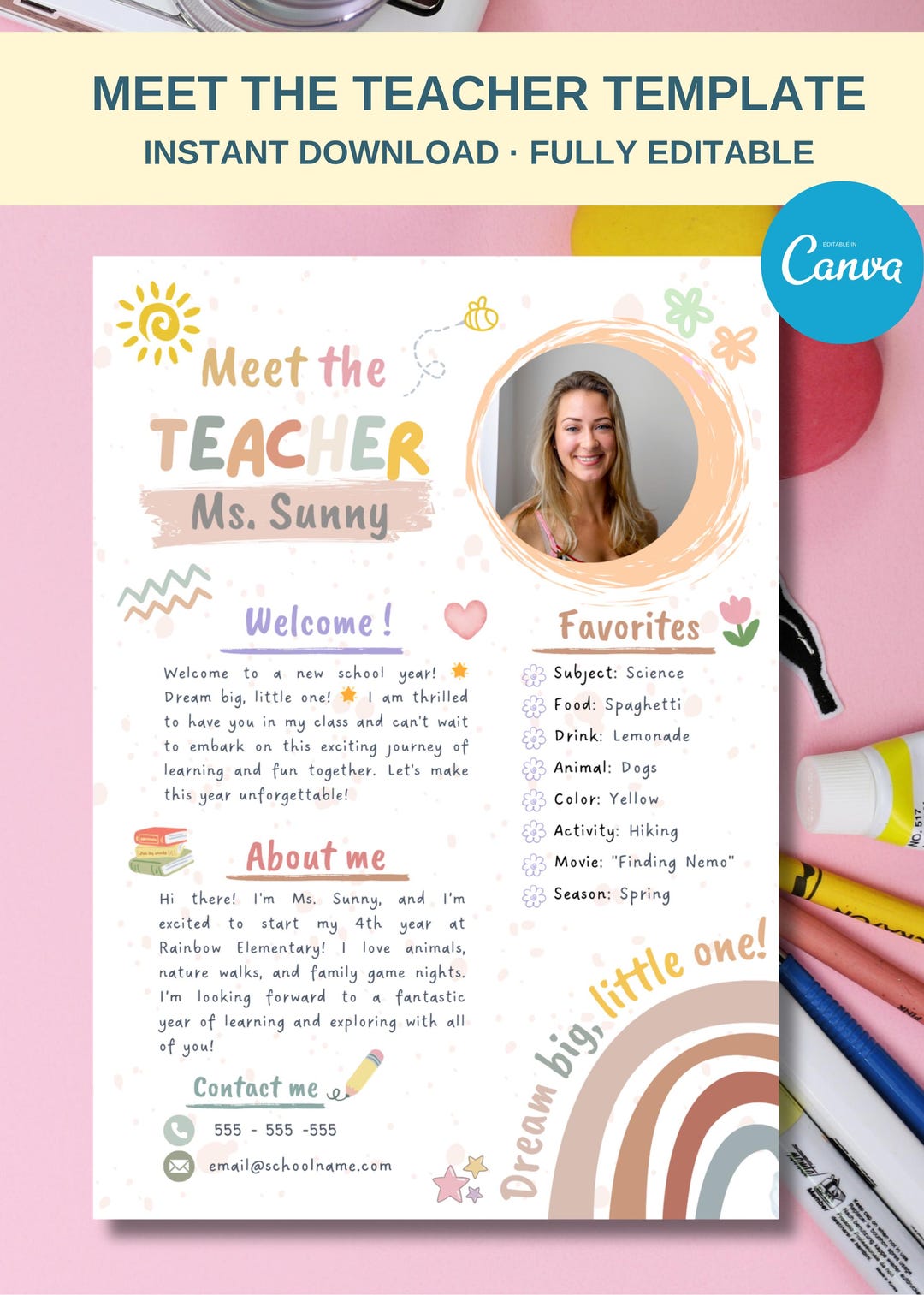 Meet the Teacher Template, Meet the Teacher Letter, Canva Meet the ...
