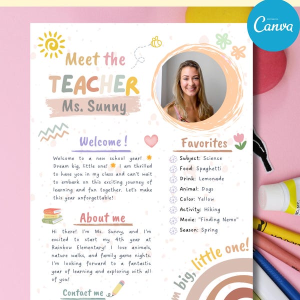 Meet the Teacher Template, Meet the Teacher Letter, Canva Meet the ...