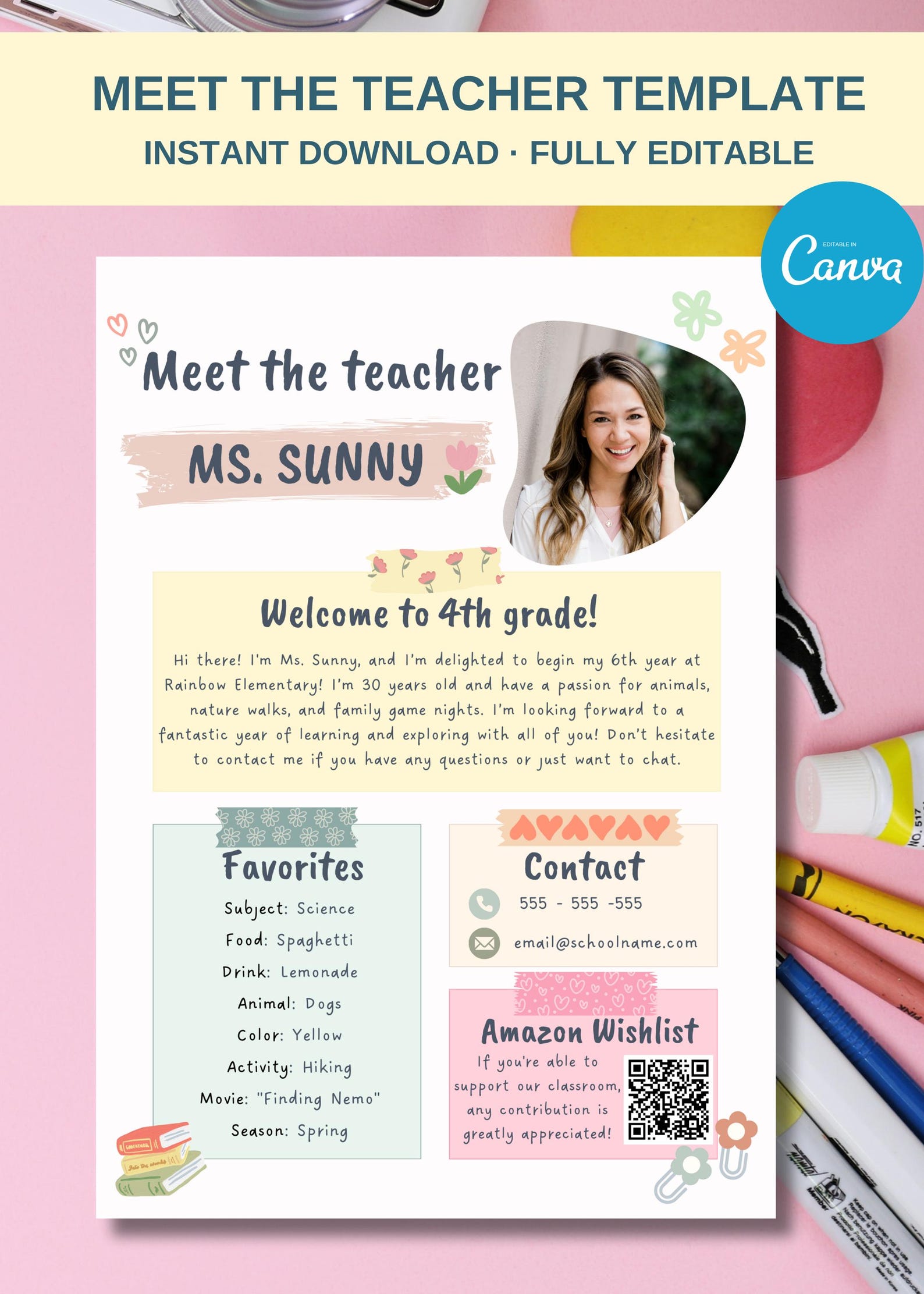 Meet the Teacher Template, Teachers Favorite Things Editable, All About ...