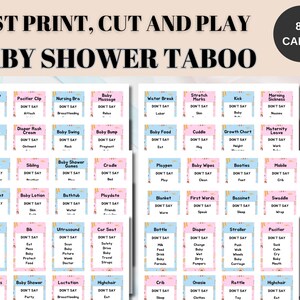 Baby Shower Taboo Game Printable Baby Shower Party Game Fun for Kids ...