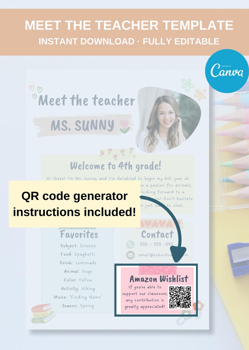 Meet the Teacher Template, Teachers Favorite Things Editable, All About ...