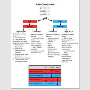 Arterial Blood Gas Cheat Sheet for Nurses | ABG Flow Sheet | Nursing ...