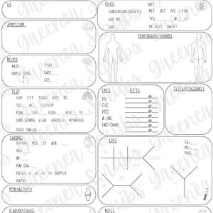 ICU Nurse Report Sheet | Intensive Care Flowsheet for Nurses | ICU ...