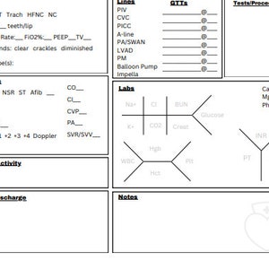 RN Cardiac ICU Report Sheet, Structured Report Sheet for Rns in Cardiac ...