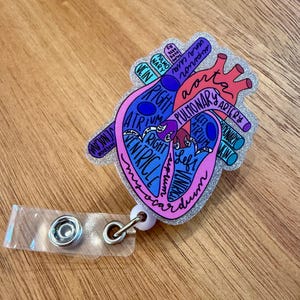 Anatomical Heart Retractable ID Badge Reel | Badge Holder for Medical ...