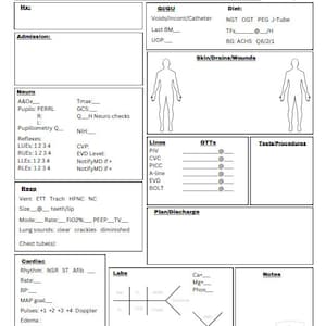 Neuro ICU RN Report Sheet | Neurological Critical Care ICU Report Sheet ...