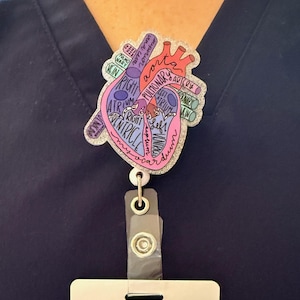 Anatomical Heart Retractable ID Badge Reel | Badge Holder for Medical ...