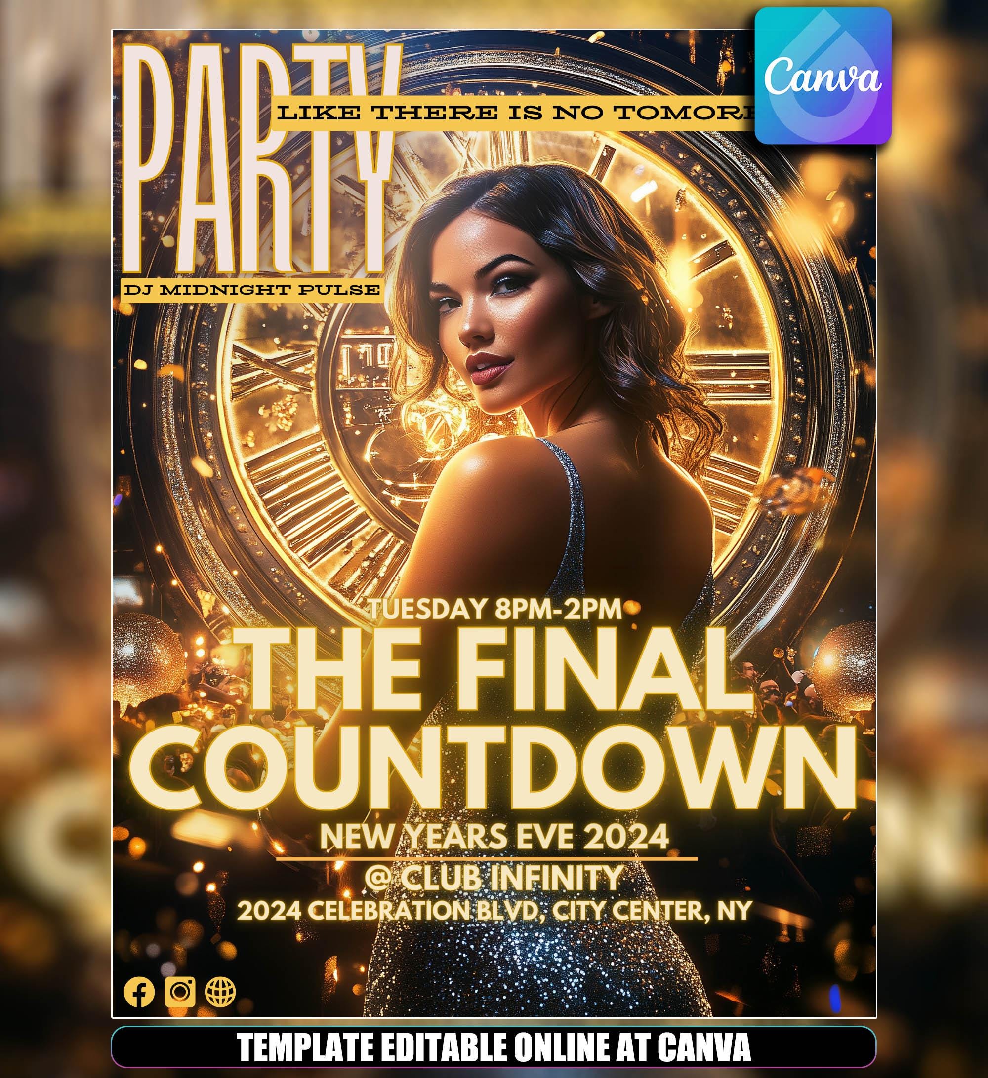 Editable Club Flyer Canva Template - the Final Countdown New Year's Eve ...