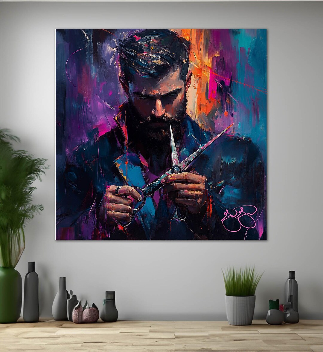 Unique Barbershop Art: Barber’s Grit - One-of-a-kind Barbershop Wall ...