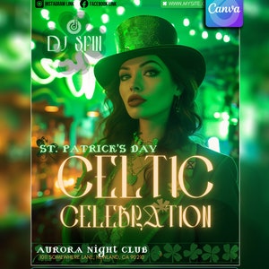 Editable Club Flyer Canva Template - St. Patrick's Day Celtic ...