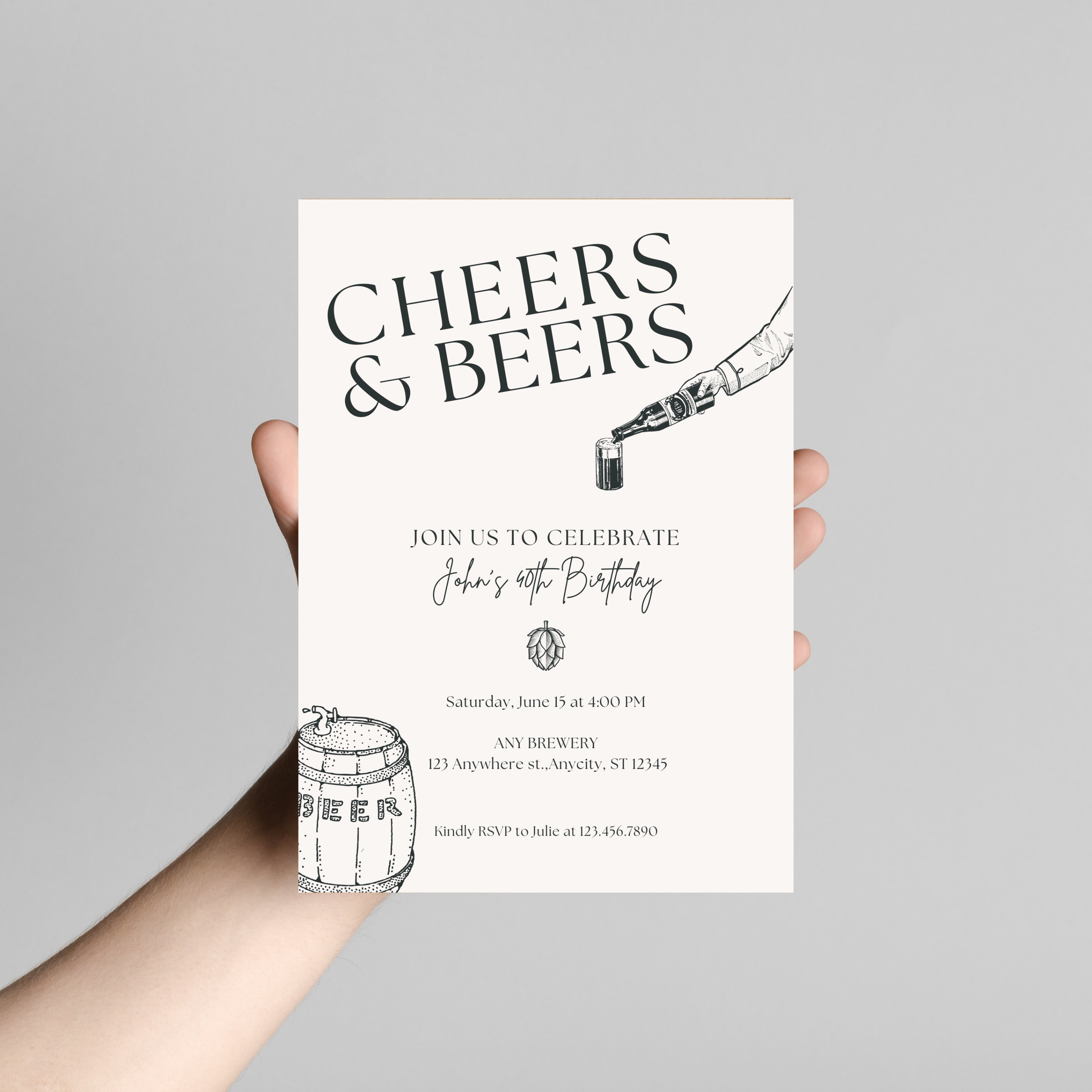 Editable Cheers and Beers Invitation, Beer Birthday Invitation ...