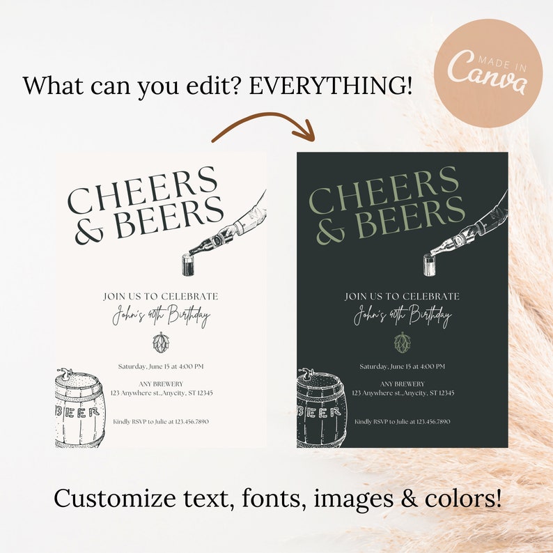 Editable Cheers and Beers Invitation, Beer Birthday Invitation ...