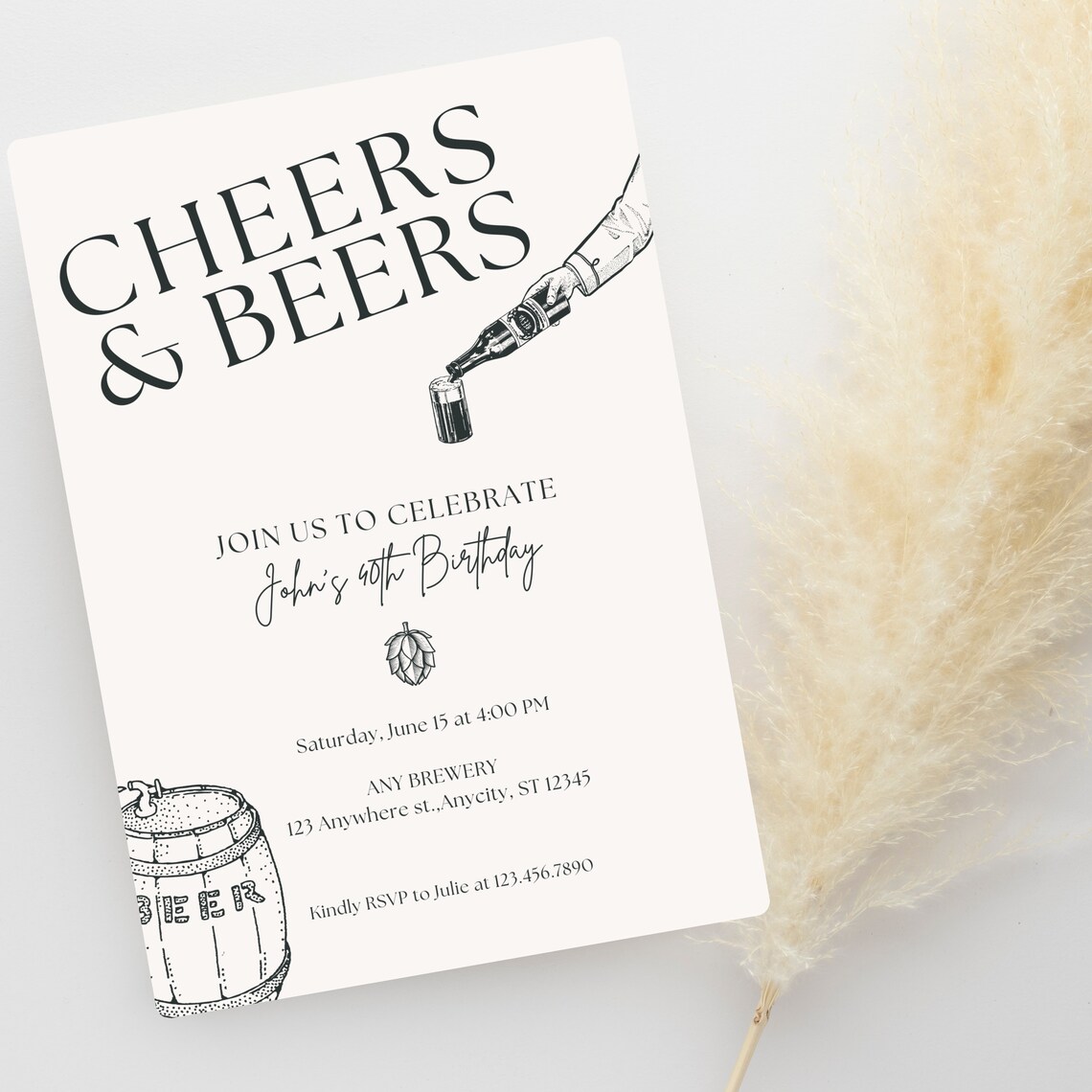 Editable Cheers and Beers Invitation, Beer Birthday Invitation ...