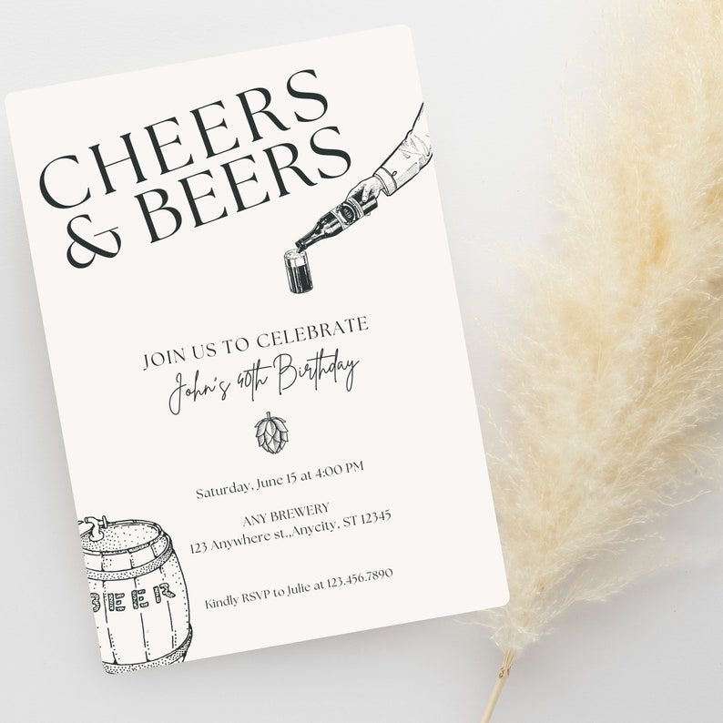 Editable Cheers and Beers Invitation, Beer Birthday Invitation ...