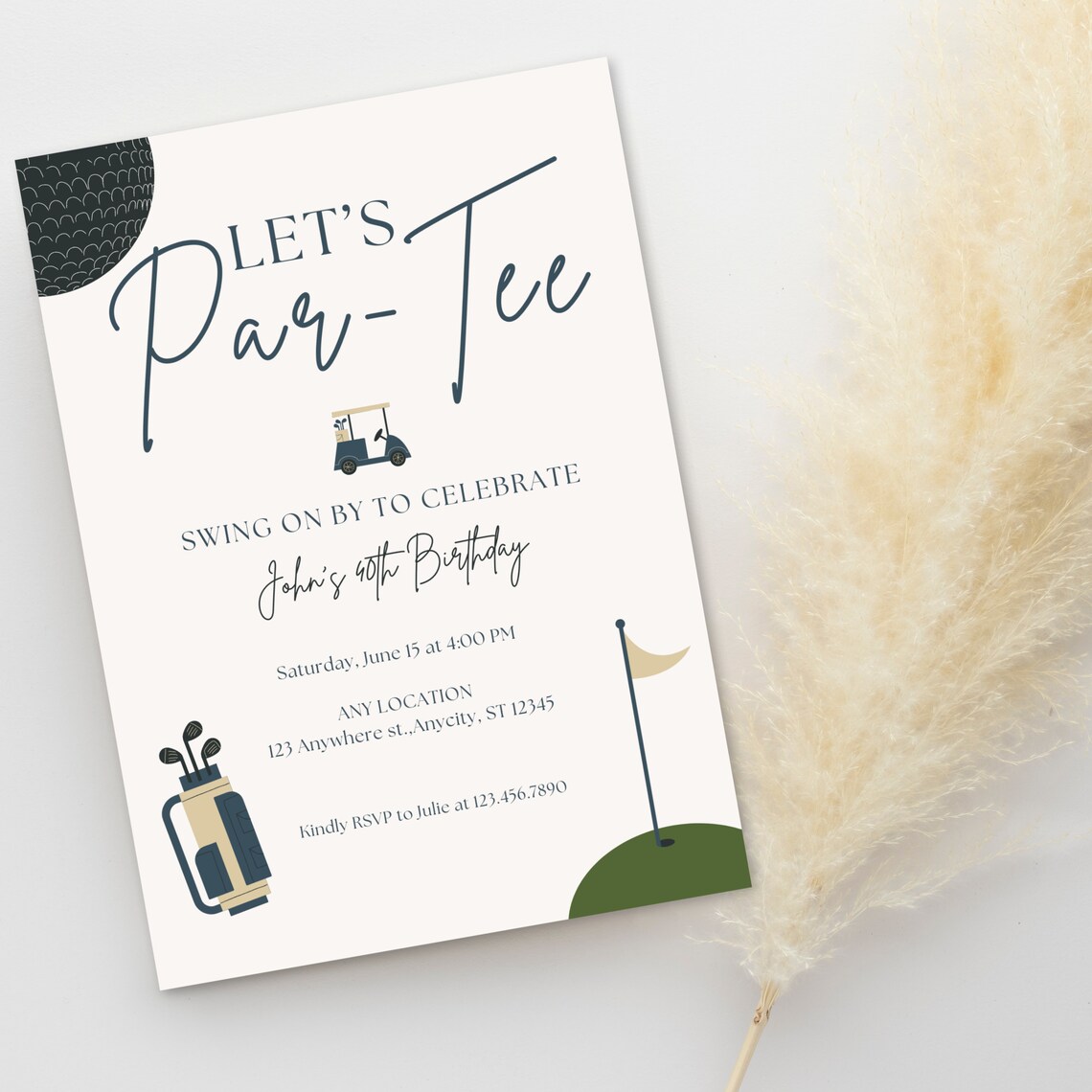 Golf Birthday Invitation, Let's Par-tee, Editable Golf Invitation ...