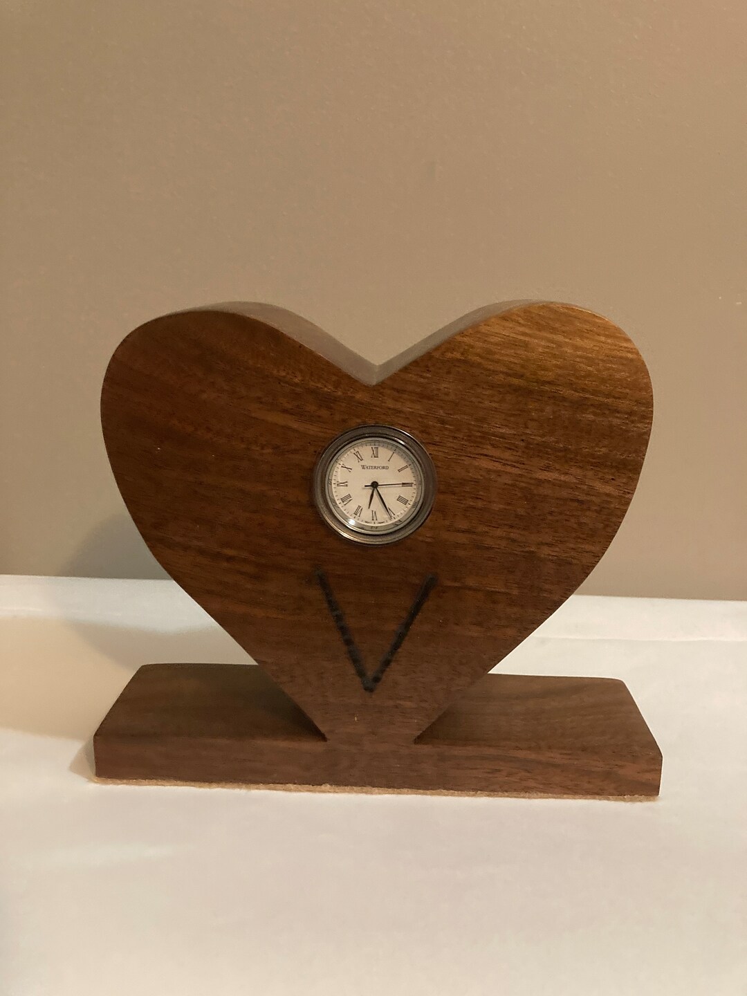 Heart Shaped Walnut Timepiece/desk Clock With a Waterford Timepiece - Etsy