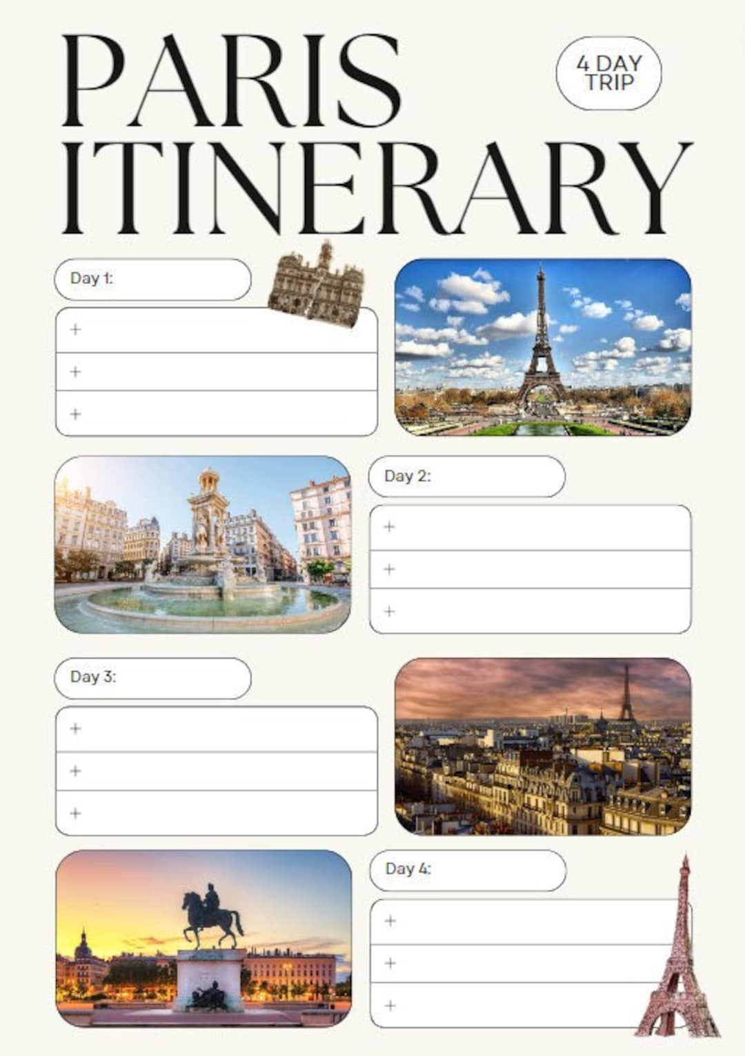Paris Itinerary Planner, Travel Planner, Paris Travel, Instant Download ...