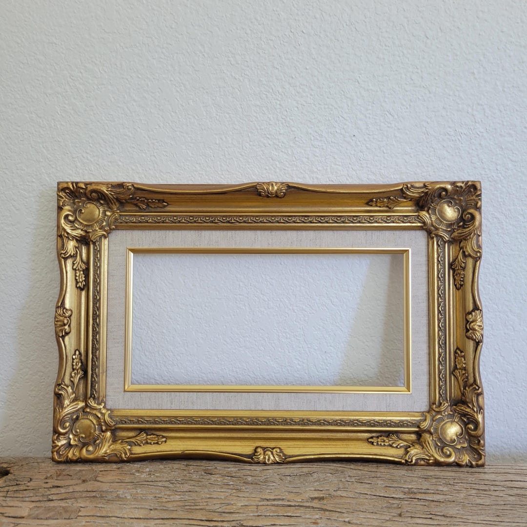 Vintage Hollywood Regency Gold Gilded Wood Picture Frame - 6x12 Inch - Etsy