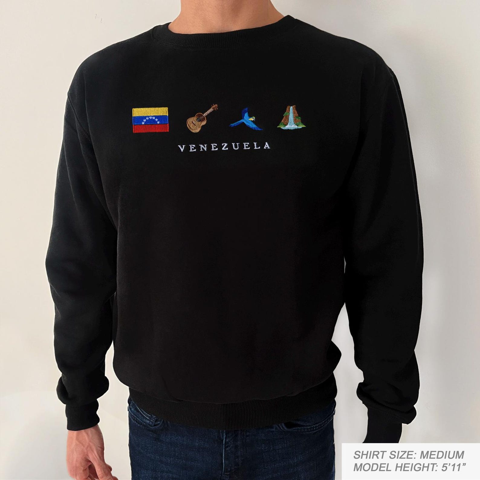 Venezuela Embroidery Sweatshirt: Cuatro, Guacamaya, Angel Falls - Etsy