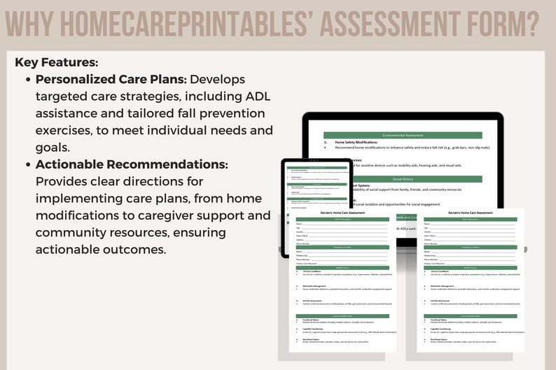 Geriatric Home Care Assessment, Home Care Business Forms, Geriatric ...