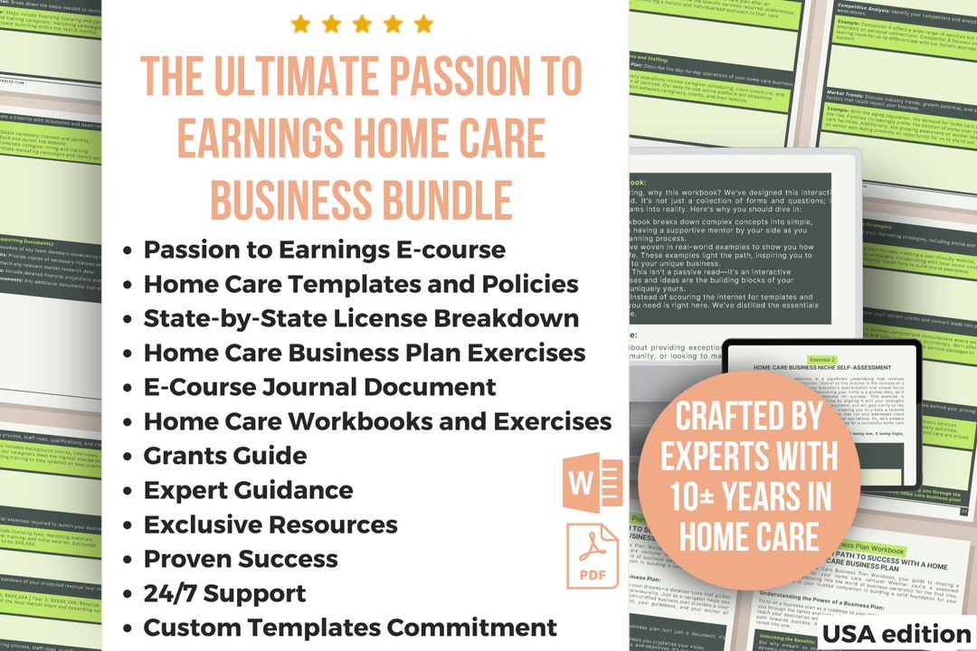 Home Care Agency Start up Bundle, Home Care Business Blueprint, Home Care Business Plan ...