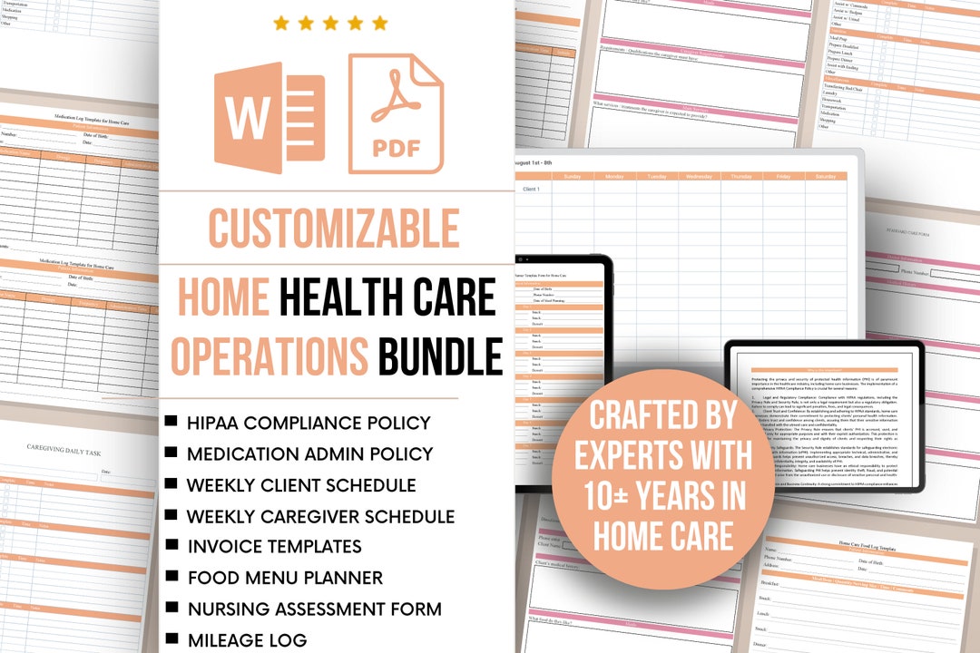 Home Health Care Operations Bundle, in Home Care Templates Caregiving ...