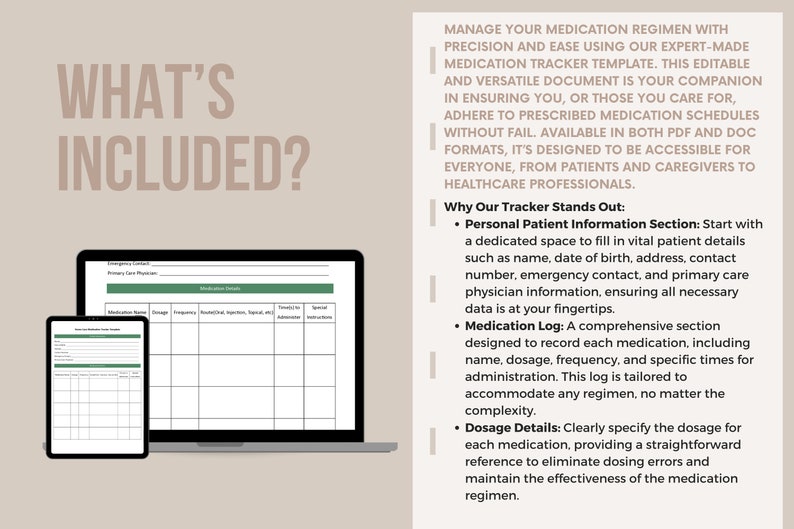 Medication Tracker Printable Editable Template | Medication Log Sheet ...
