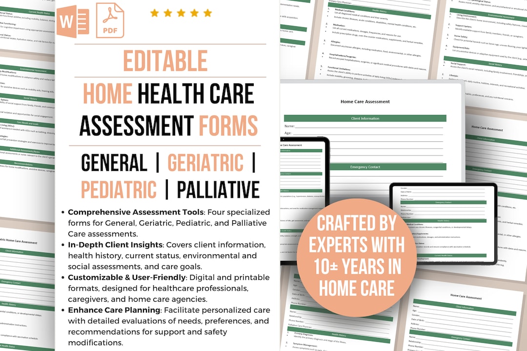 Home Care Assessment Fillable Form Template, Home Care Client Care ...