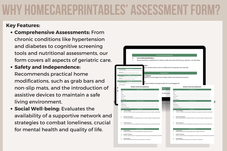 Geriatric Home Care Assessment, Home Care Business Forms, Geriatric ...