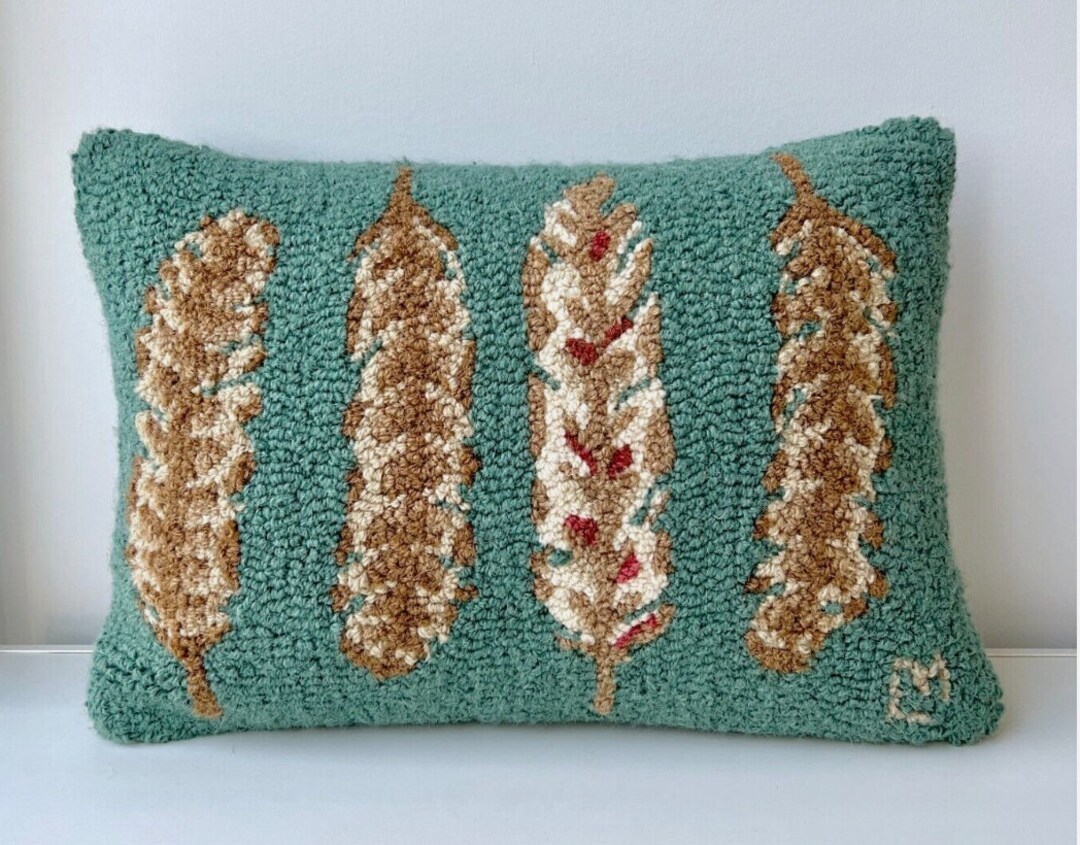 Laura Megroz VT Designer Hooked Wool Four Feathers Pillow by Chandler 4 ...
