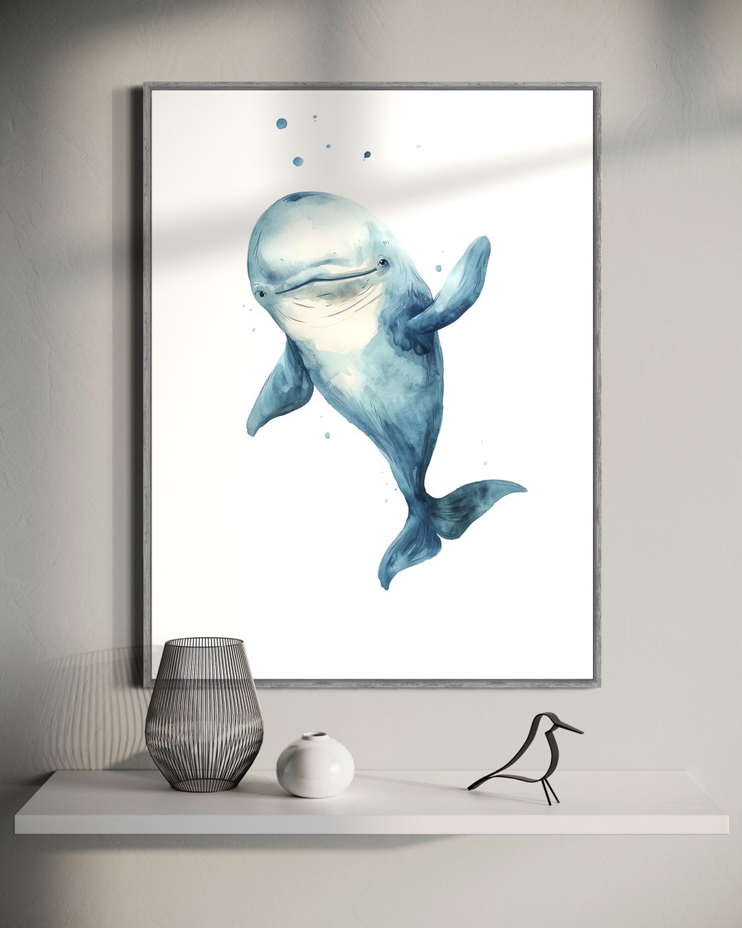 BELUGA Whale: Watercolor Art Print, Ocean Animals, Smiling, Waving ...