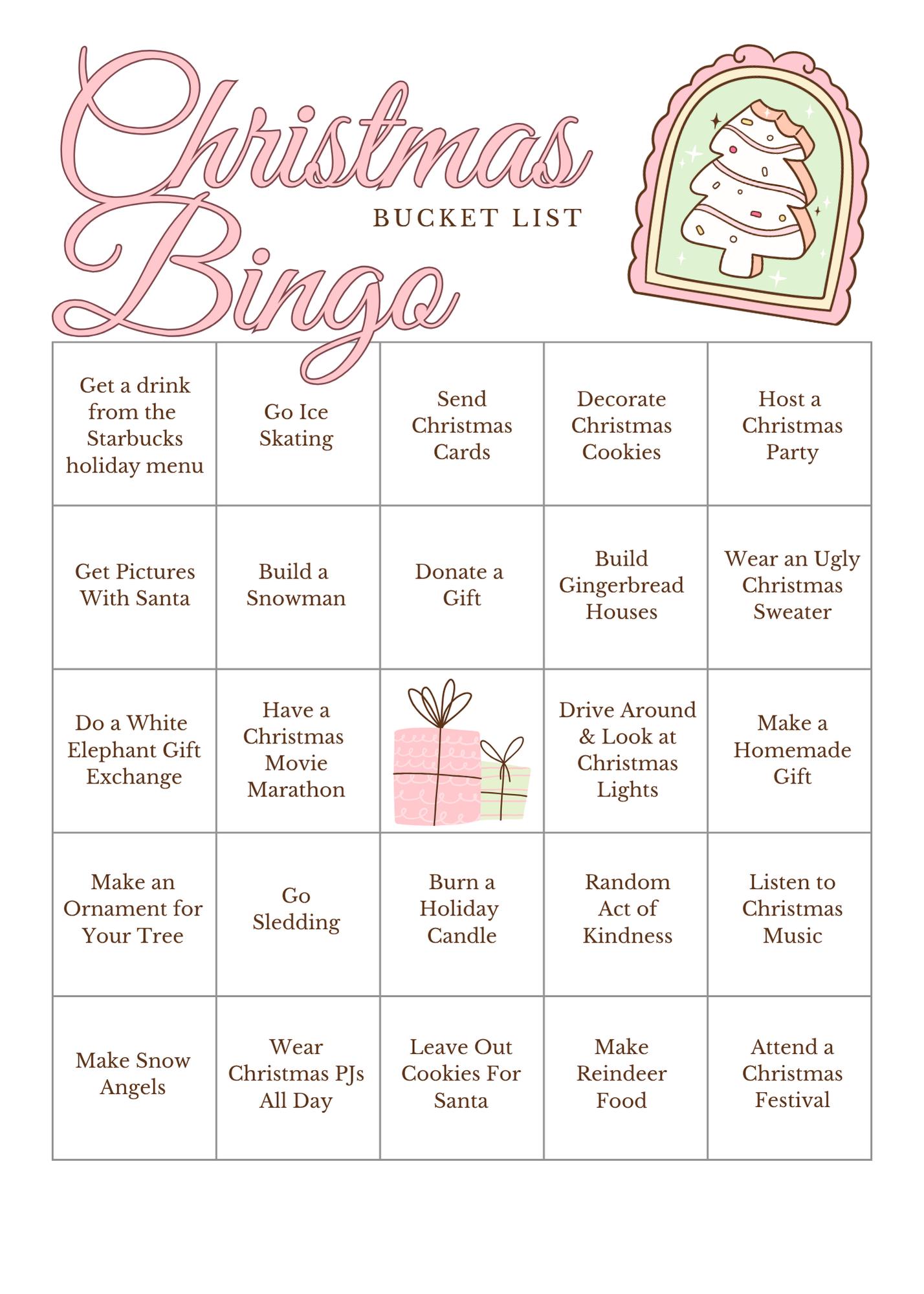 Christmas Bucket List Bingo; Digital Download - Etsy