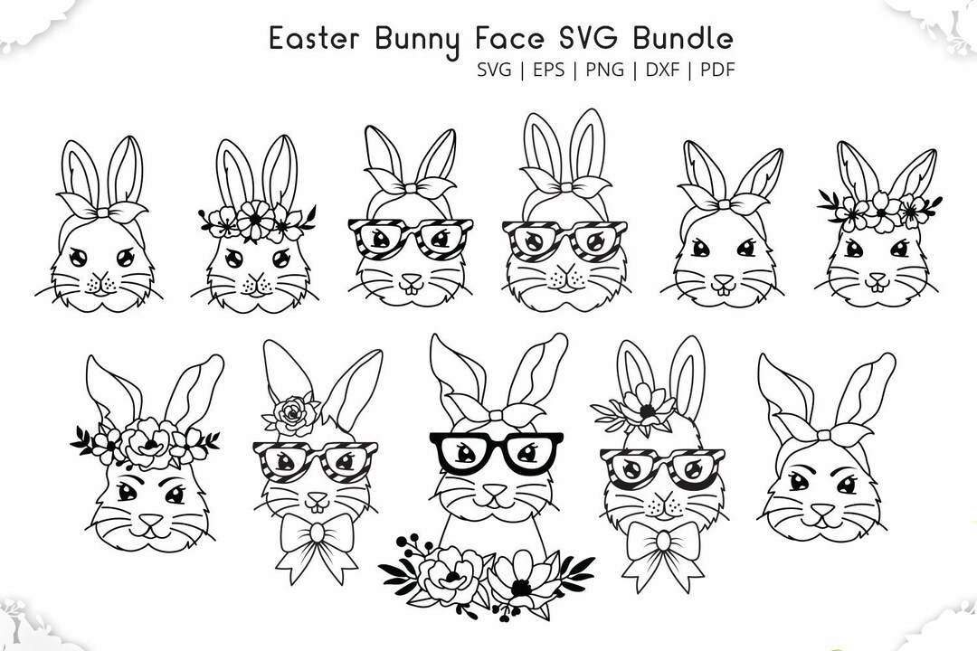 Easter Bunny Face SVG Easter Bunny SVG Rabbit Face SVG - Etsy