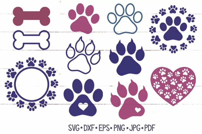 Animal Paw Prints SVG Cat and Dog Svgs - Etsy