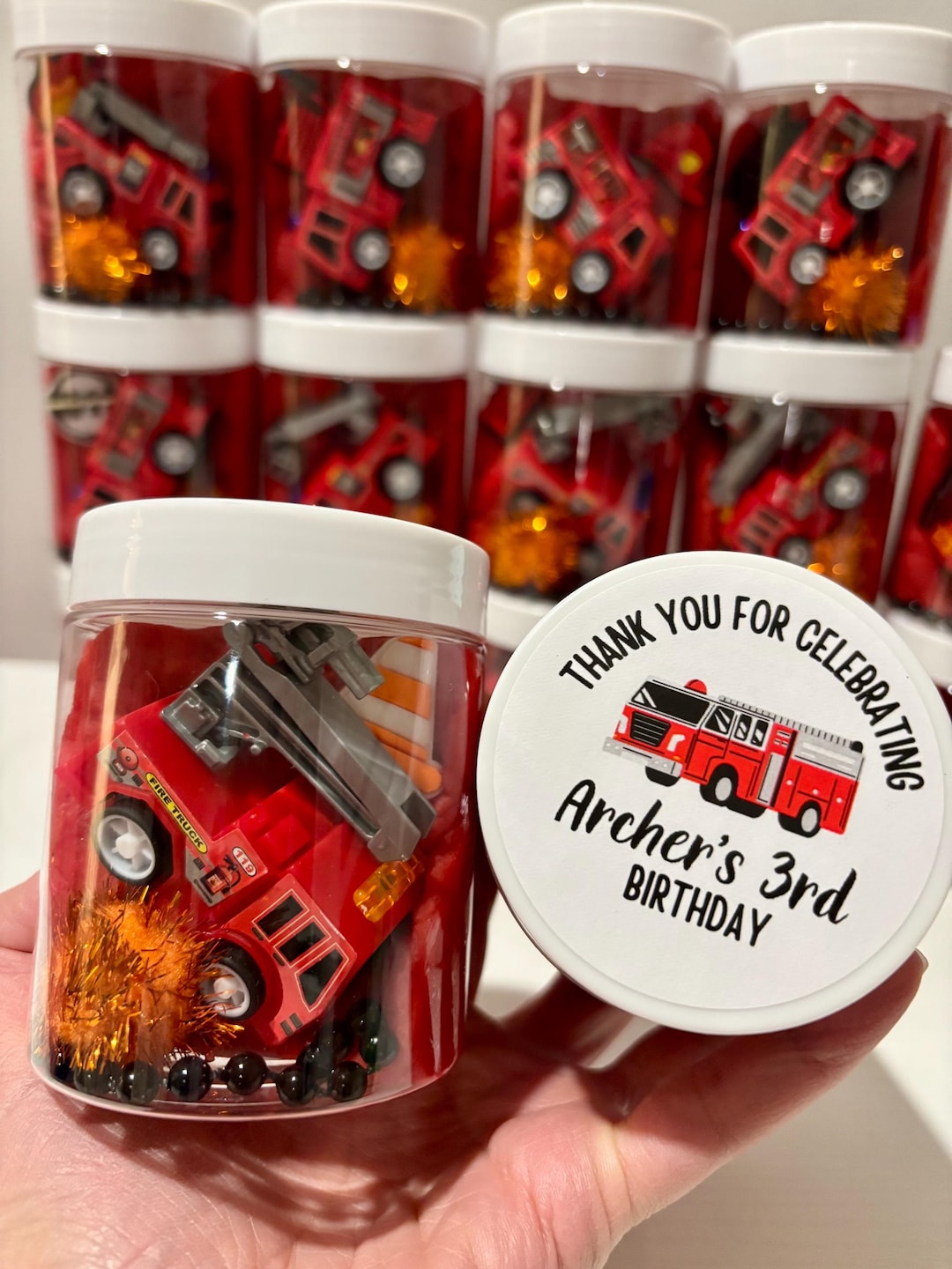 Fire Truck/ Fire Vehicle/ Firefighter, Sensory Playdough Jar, Party ...