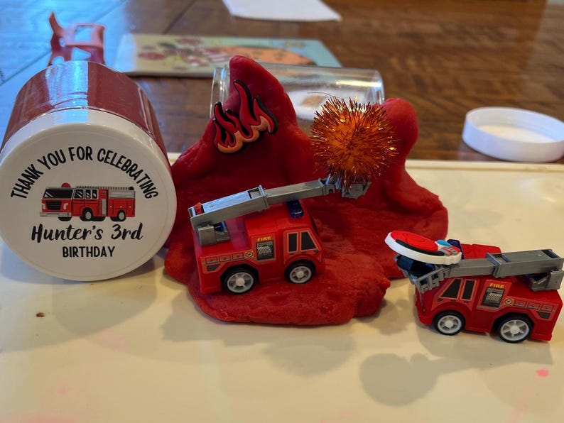 Fire Truck/ Fire Vehicle/ Firefighter, Sensory Playdough Jar, Party ...
