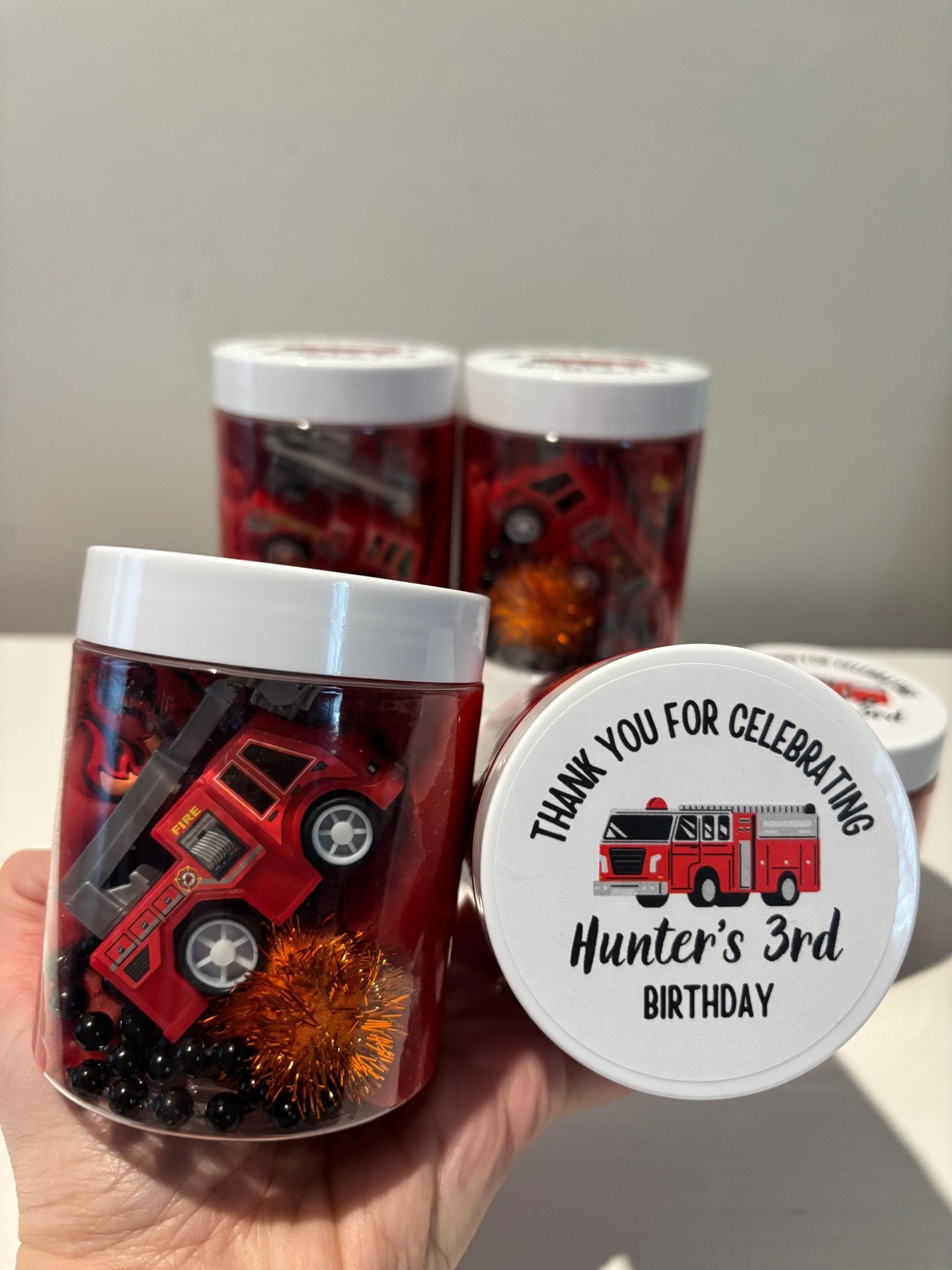 Fire Truck/ Fire Vehicle/ Firefighter, Sensory Playdough Jar, Party ...