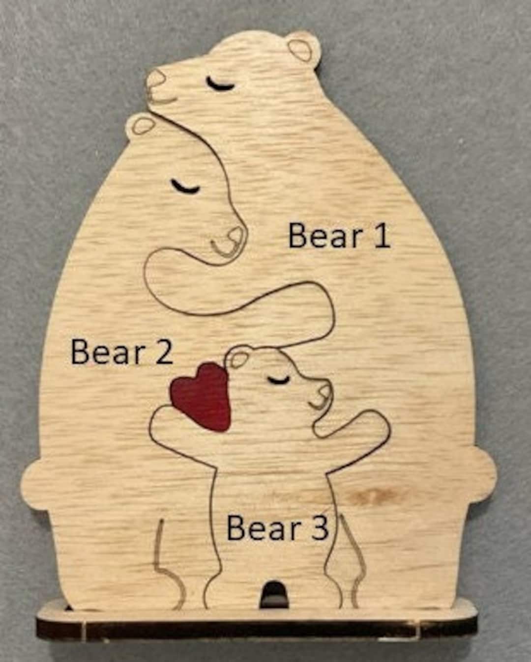 Personalized Laser Cut Family of Three Bears - Etsy