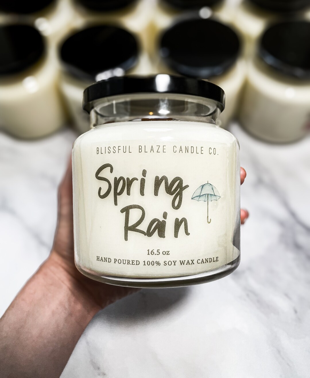 Spring Rain Soy Candle 16.5 Oz With Crackling Wood Wick, Non Toxic and ...
