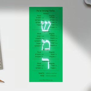 Biblical Hebrew Verb Paradigm Tables, Strong Verbs, GREEN - Etsy