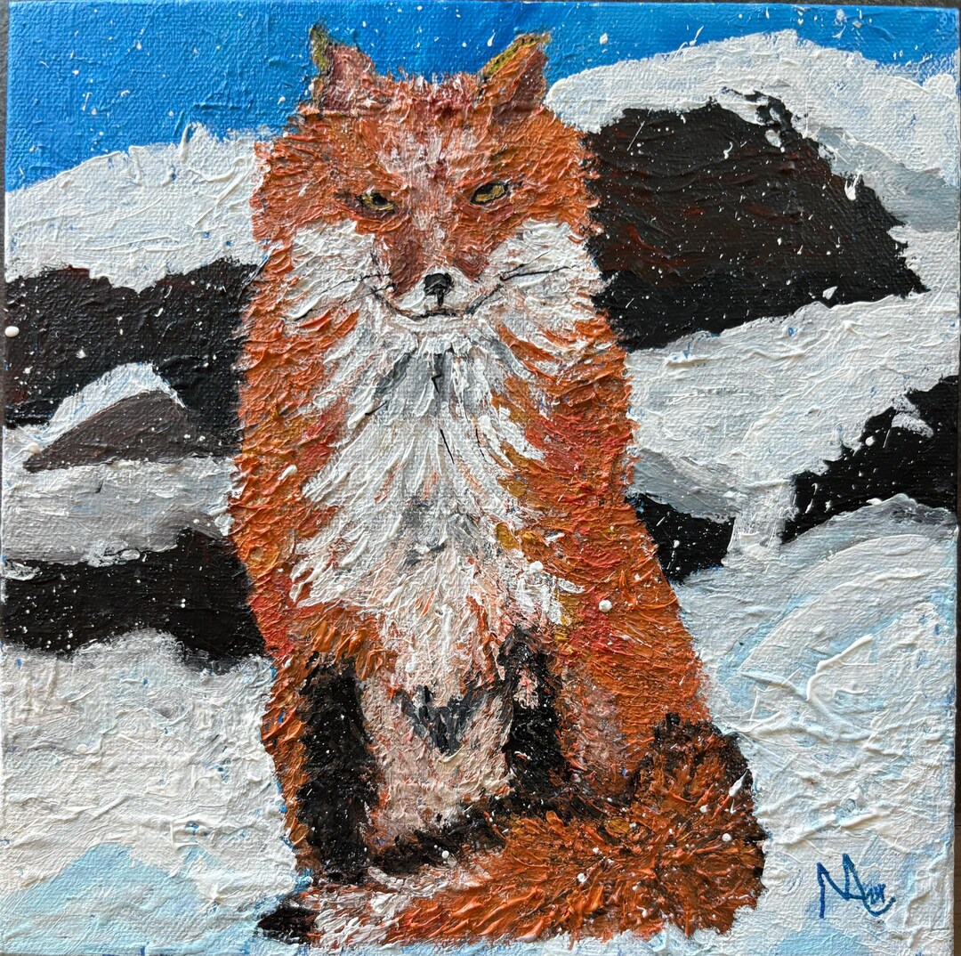 Scarlet Resilience in the Snowbound Realm, Original Acrylic Art - Etsy
