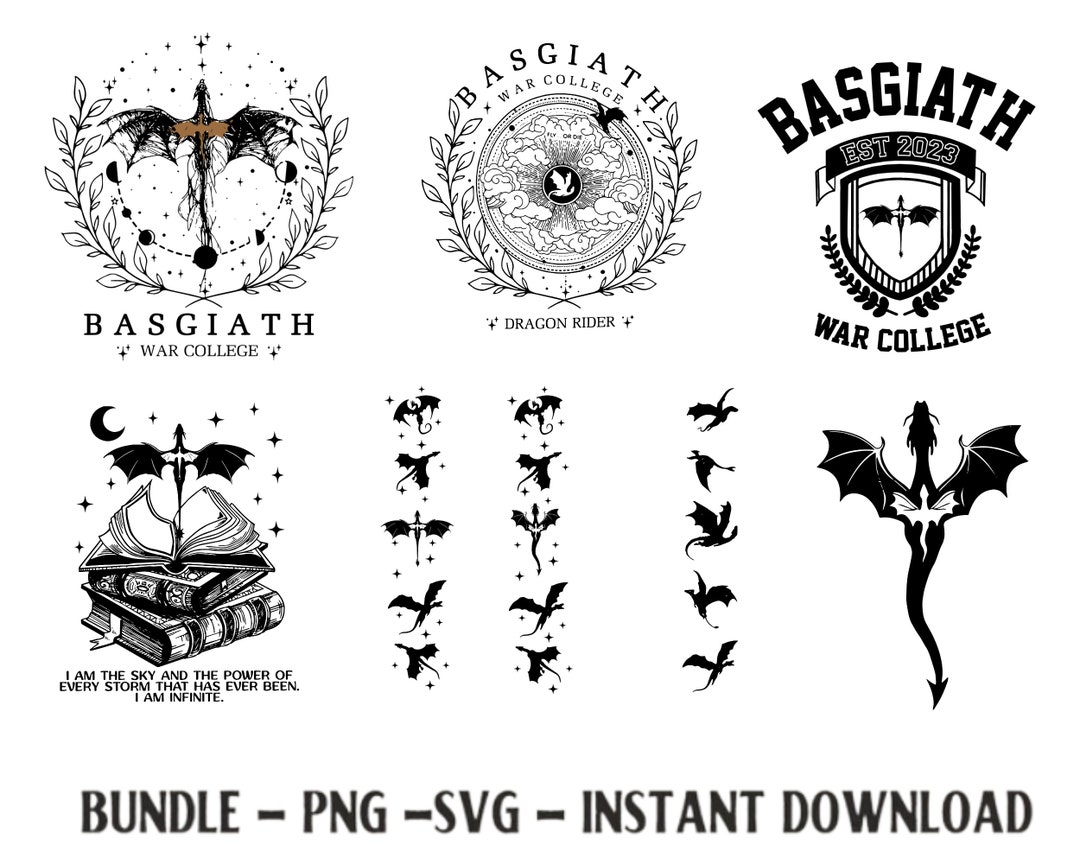 Basgiath War College Bundle, Fourth Wing Dragon SVG/PNG, Iron Flame PNG ...