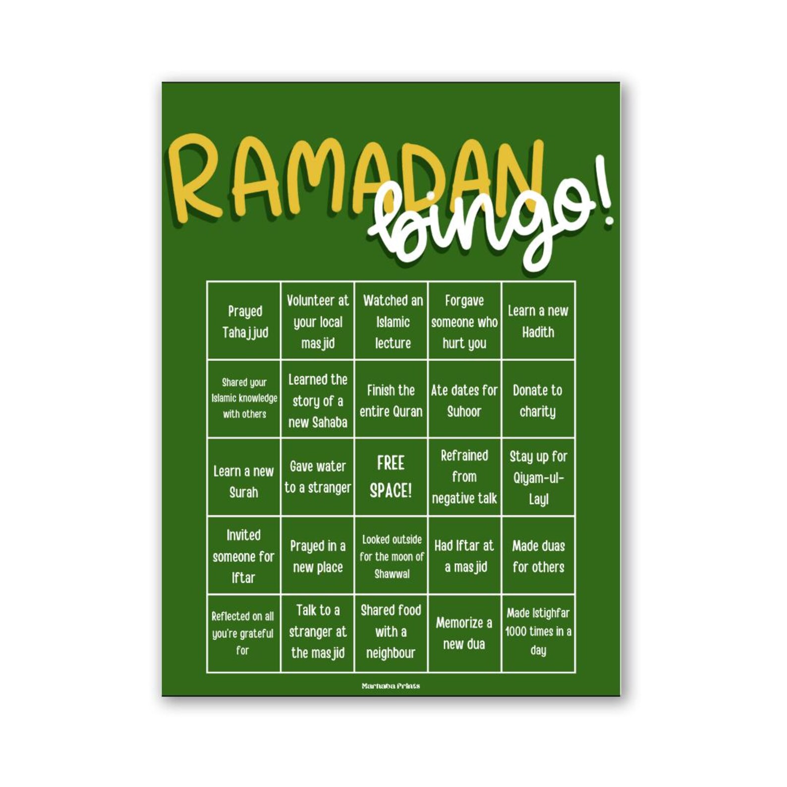 Islamic Printable Sheet for Kids - Ramadan Bingo Activity Sheet - Etsy