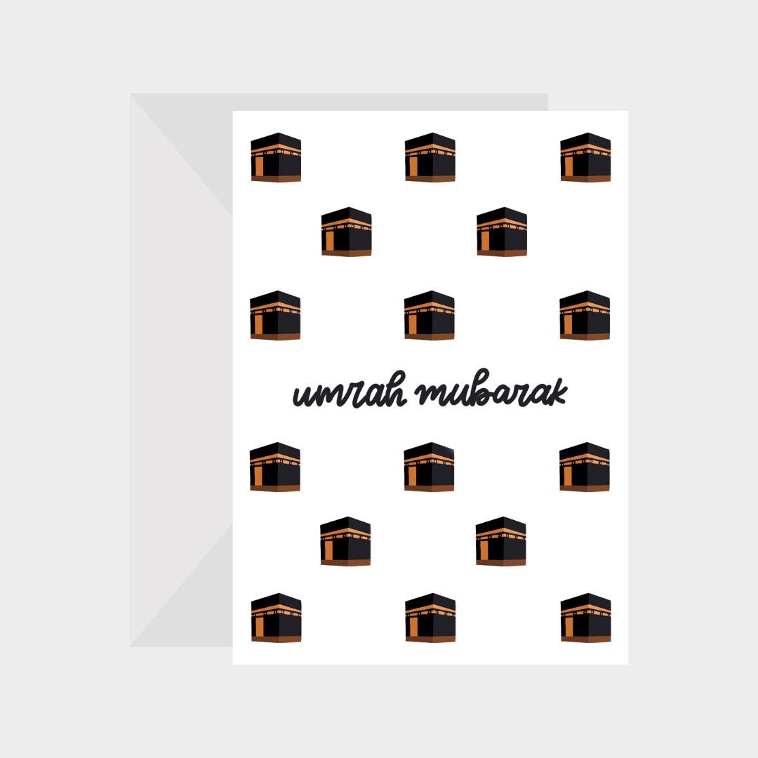 Umrah Mubarak Kabah Pattern 5x7 Islamic Greeting Card - Perfect for ...