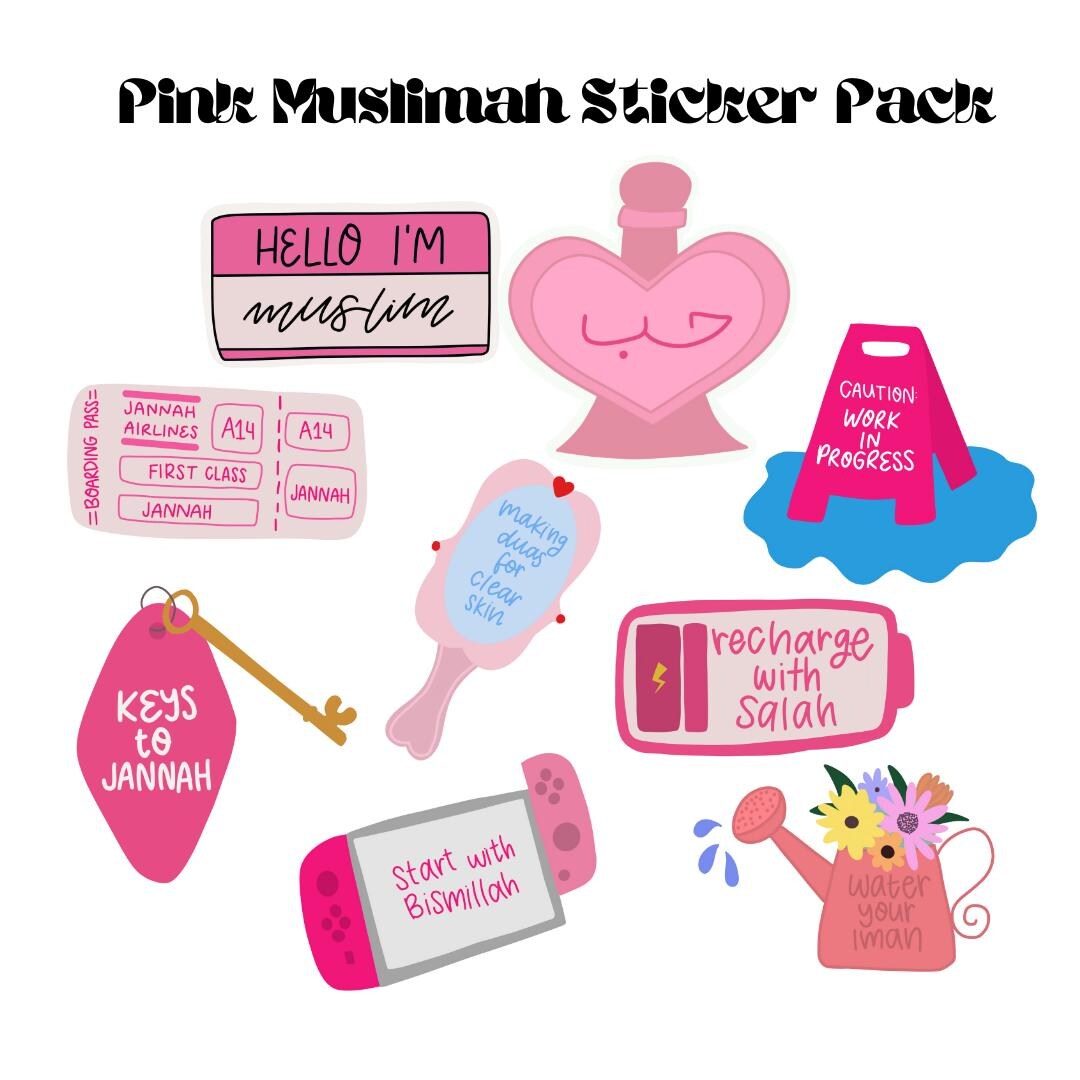 Pink Muslimah Sticker Pack Vinyl Glossy Die Cut Sticker - Etsy