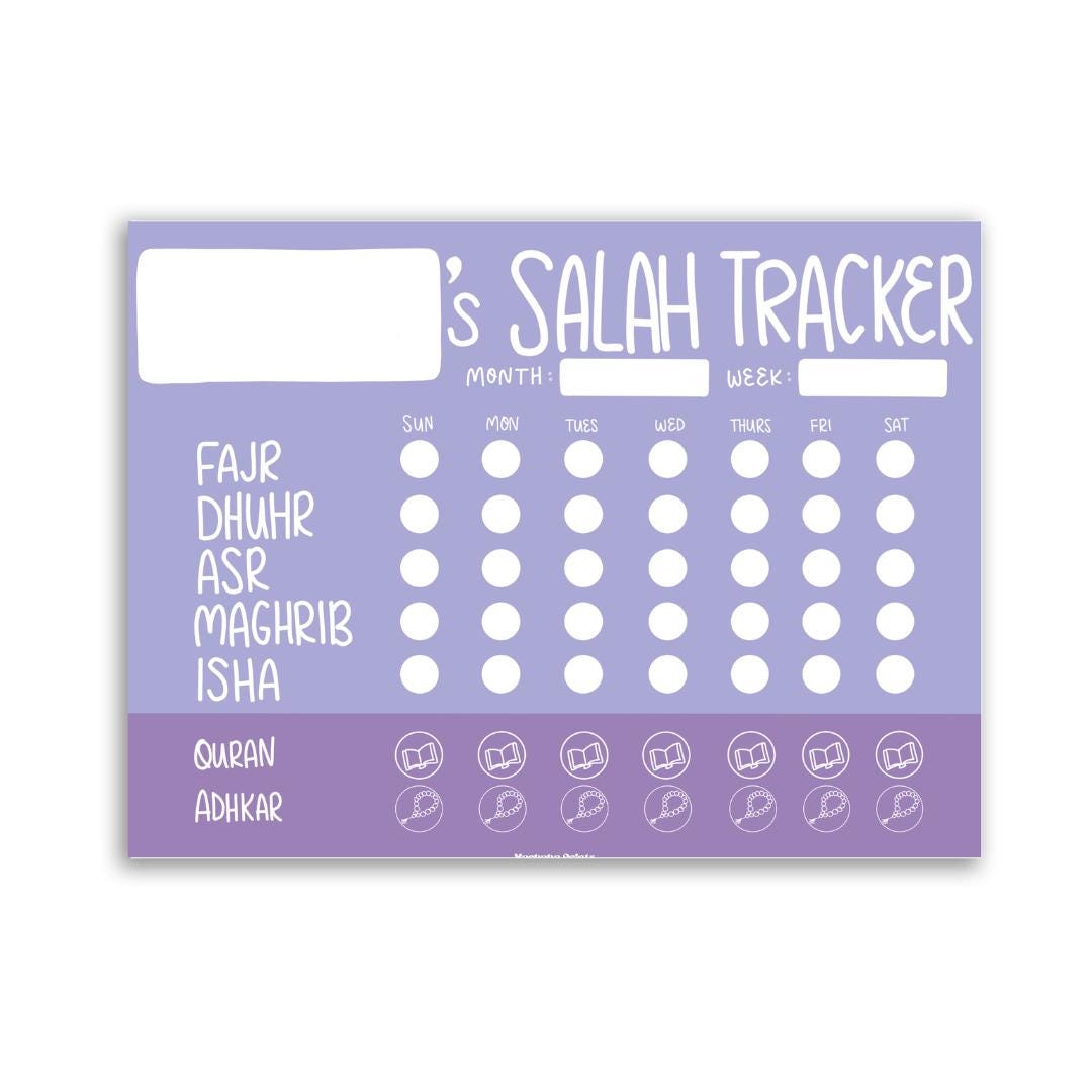 Islamic Printable Sheet for Kids - Weekly Salah Tracker Activity Sheet ...